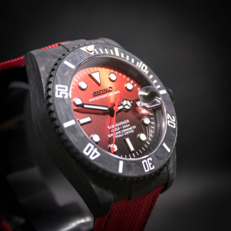 Seiko Carbon Red Submariner MOD 580 USD - Free Worldwide delivery included